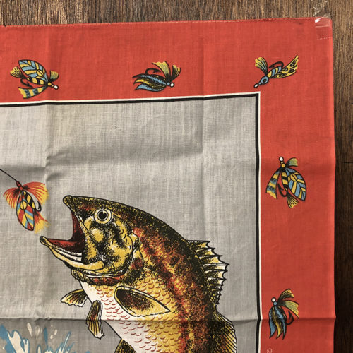 Vintage Fly Rod & Game Fish Bite Pattern Bandana ビンテージ フライロッド ゲームフィッシュ ...
