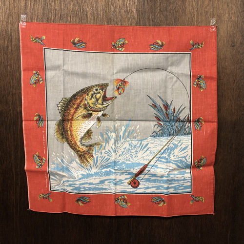 Vintage Fly Rod & Game Fish Bite Pattern Bandana ビンテージ フライロッド ゲームフィッシュ ...